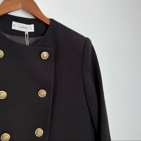 Mango | Jackets & Coats | New Mango Black Double Breasted Gold Button ...
